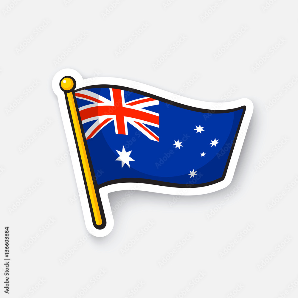 Vector illustration. Flag of Australia on flagstaff. Checkpoint symbol ...