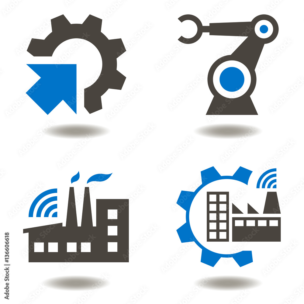 Industry 4.0 vector icon set. Industrial illustration eps 10. Factory ... Industry 4.0 vector icon set. Industrial illustration eps 10. Factory ...