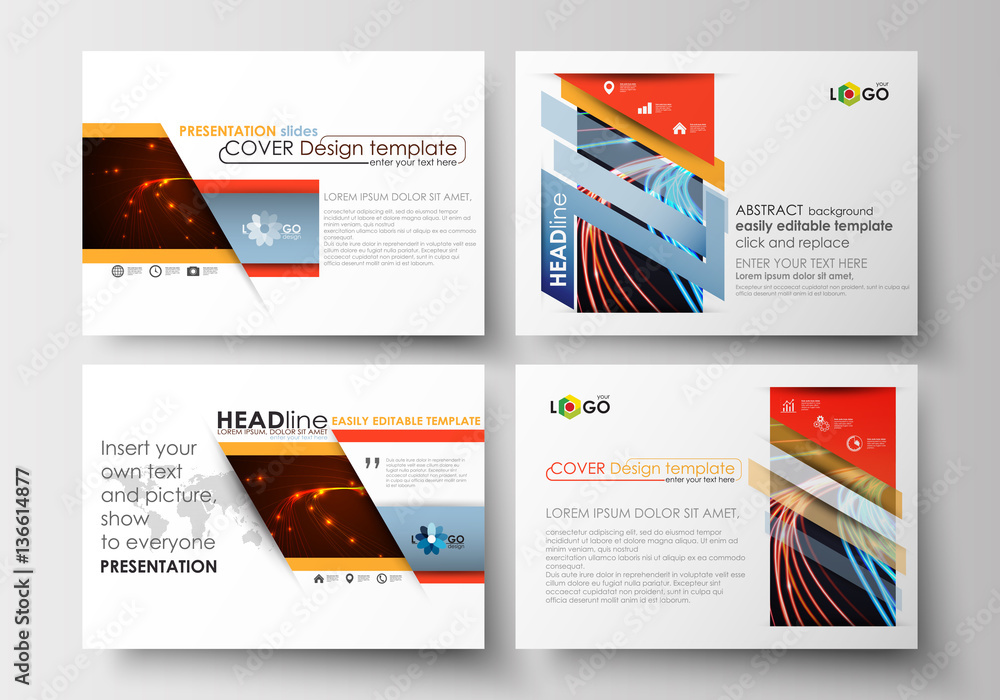 Set of business templates for presentation slides. Easy editable flat ...