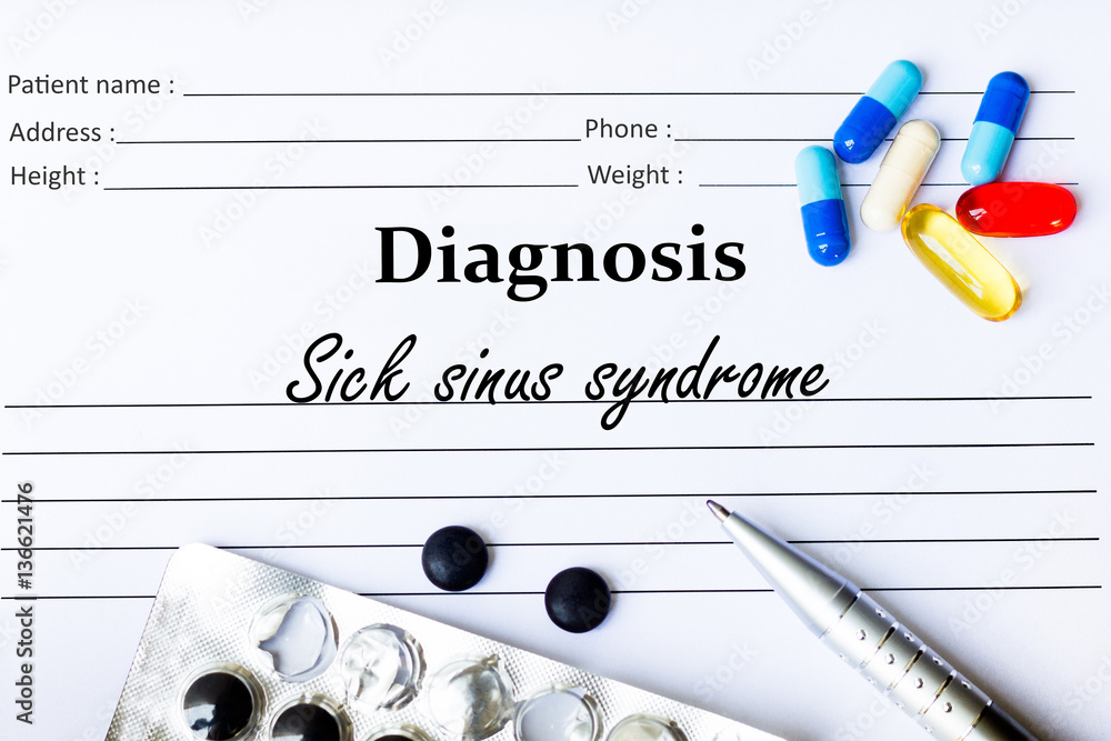 Sick sinus syndrome - Diagnosis written on a piece of white paper with ...