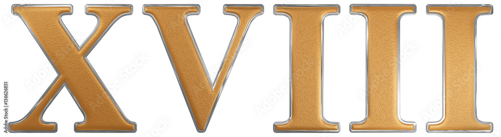 Roman numeral XVIII, duodeviginti, 18, eighteen, isolated on whi Stock ...