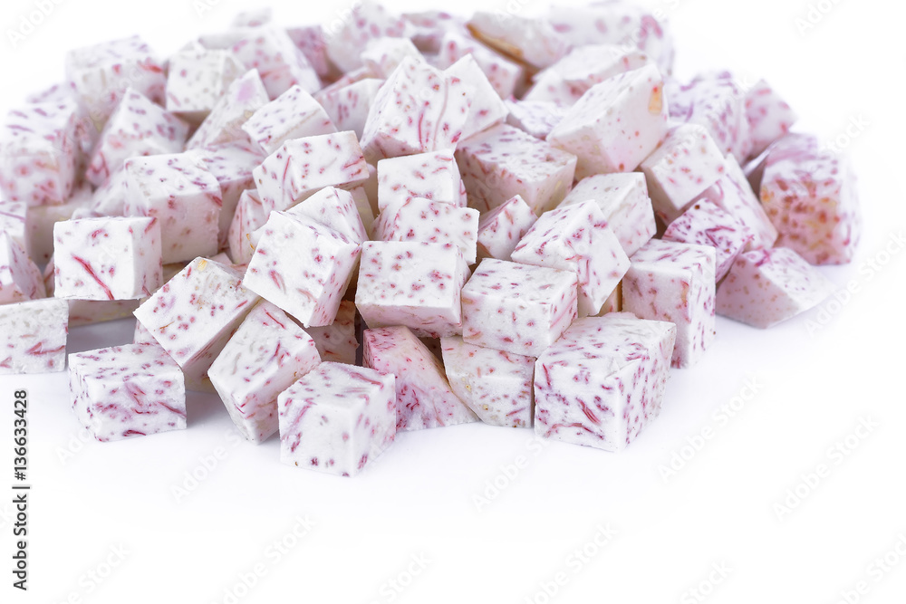 taro slice on white background Stock Photo | Adobe Stock