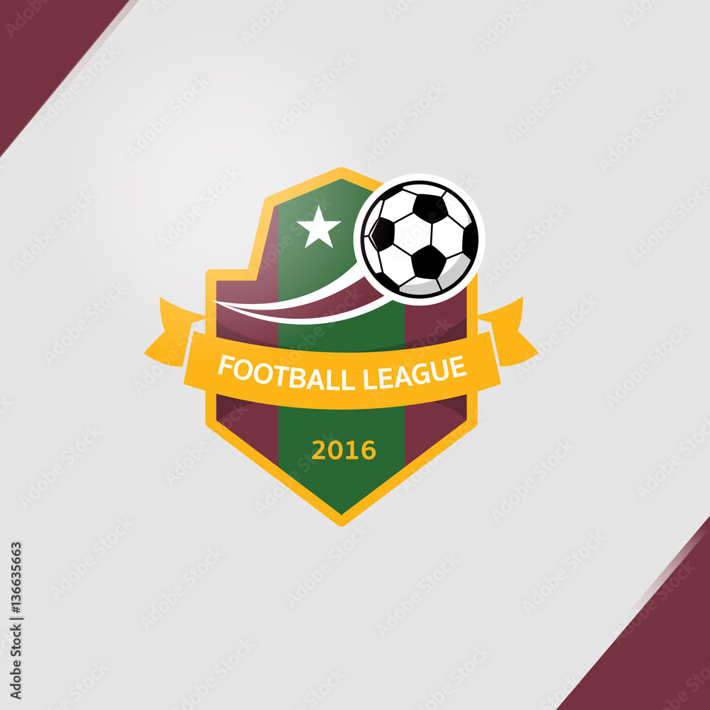 Soccer Football Badge greeting card typography flyer template with ...