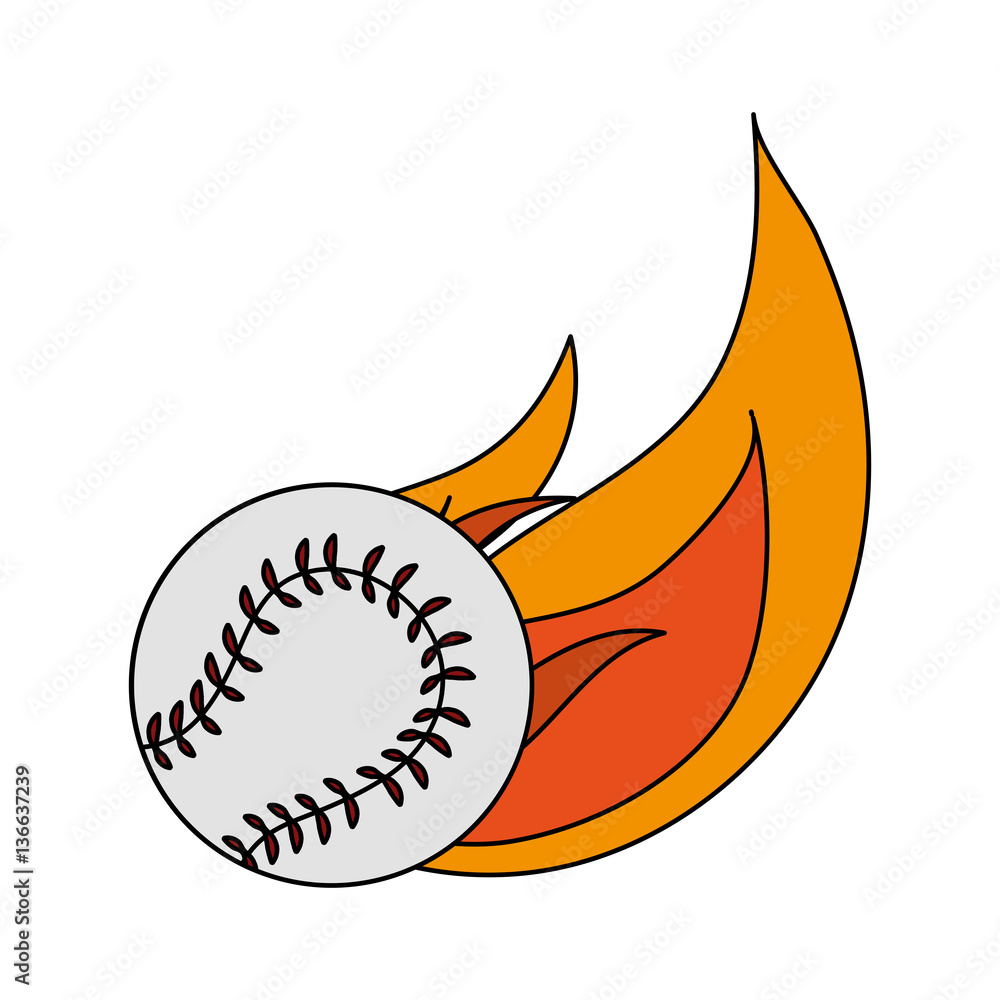 baseball on fire over white background. vector illustration Stock ...