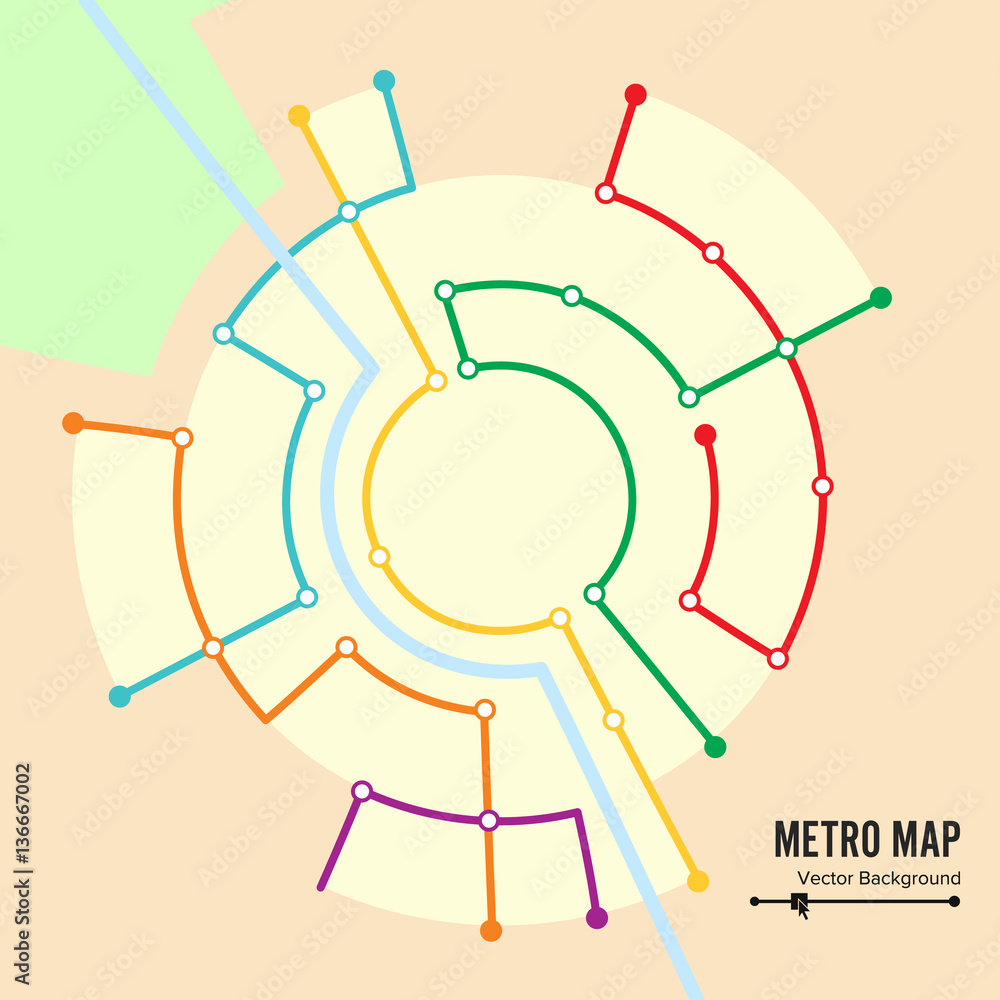 Metro Map Vector. Imaginary Underground Map. Colorful Background With ...