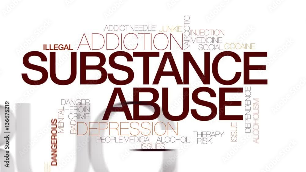 Substance abuse animated word cloud, text design animation. Kinetic ...