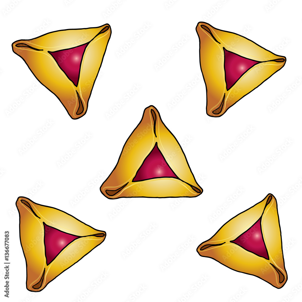 Purim festive traditional cookies pattern. These three cornered cookies ...