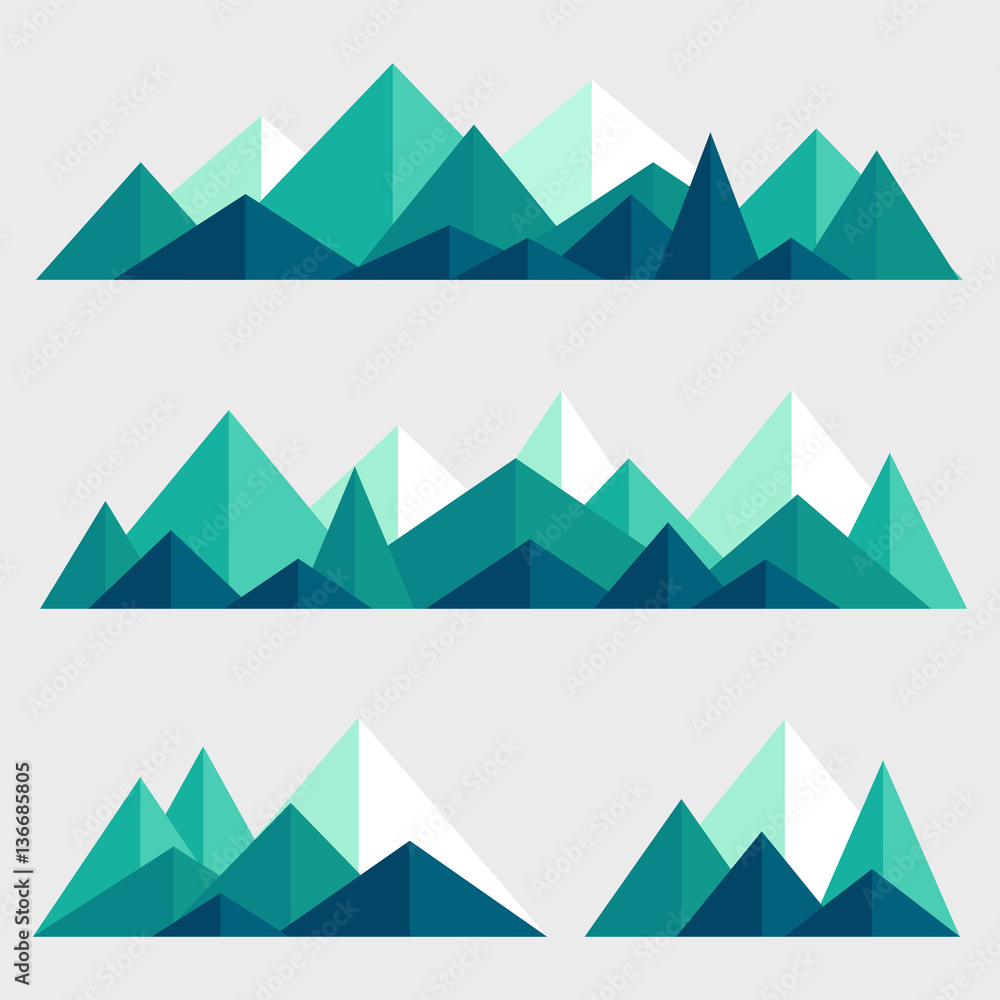 Set of polygonal mountain ridges. Vector design elements for ...