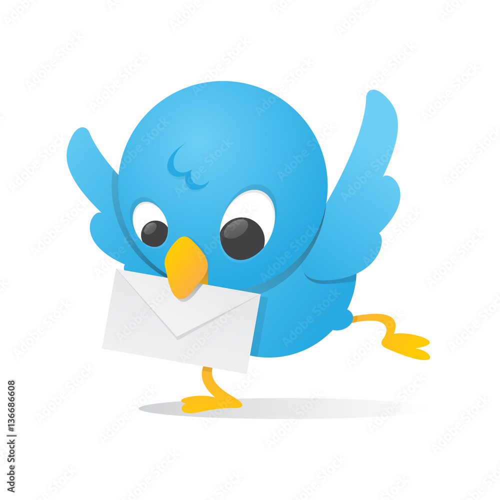 Blue Bird With Mail Stock Vector | Adobe Stock