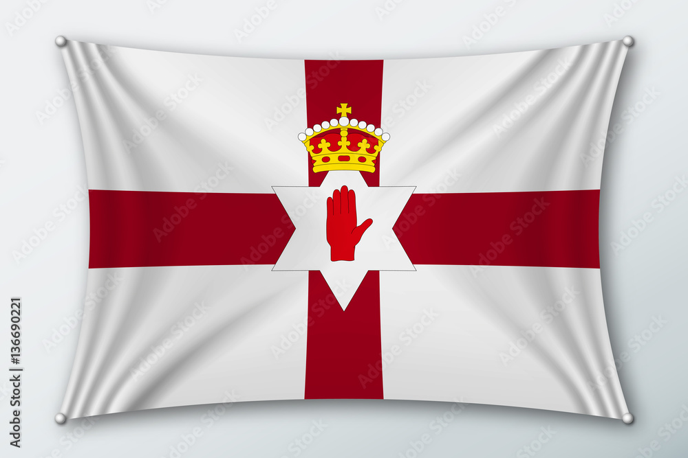 Northern Ireland national flag. Symbol of the country on a stretched ...