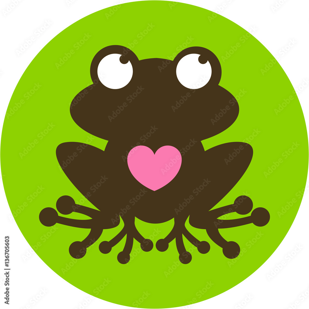 Cartoon Love Heart Frog Silhouette Graphic Icon Stock Vector | Adobe Stock