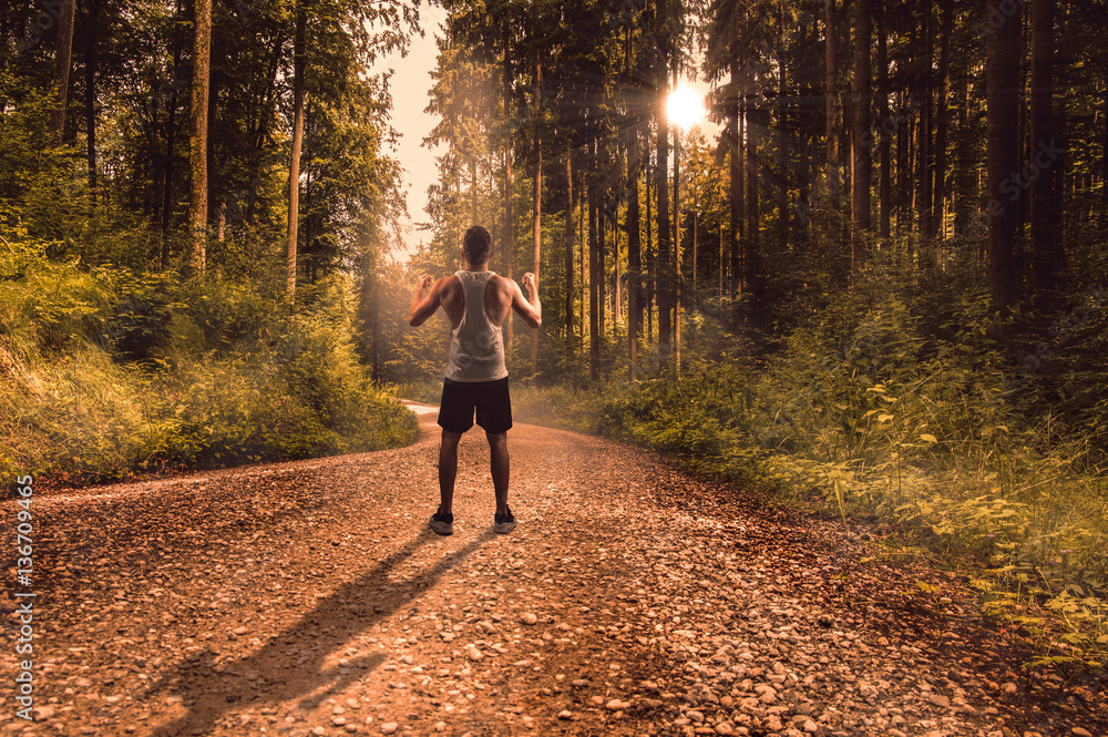 Jogger im Wald Stock Photo | Adobe Stock