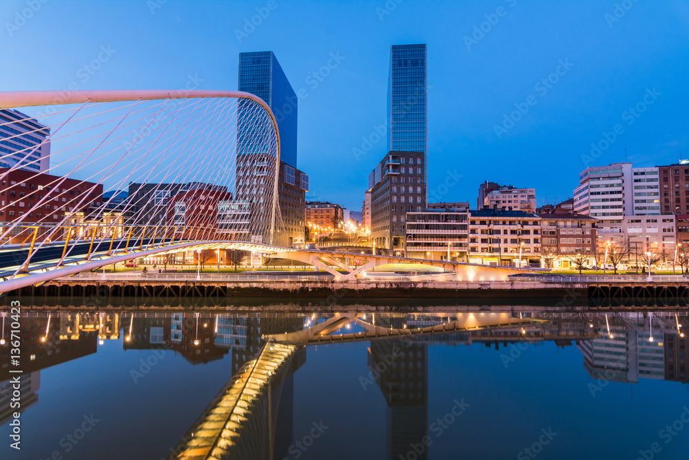 avantgarde skyline of downtown Bilbao, Spain Stock Photo | Adobe Stock