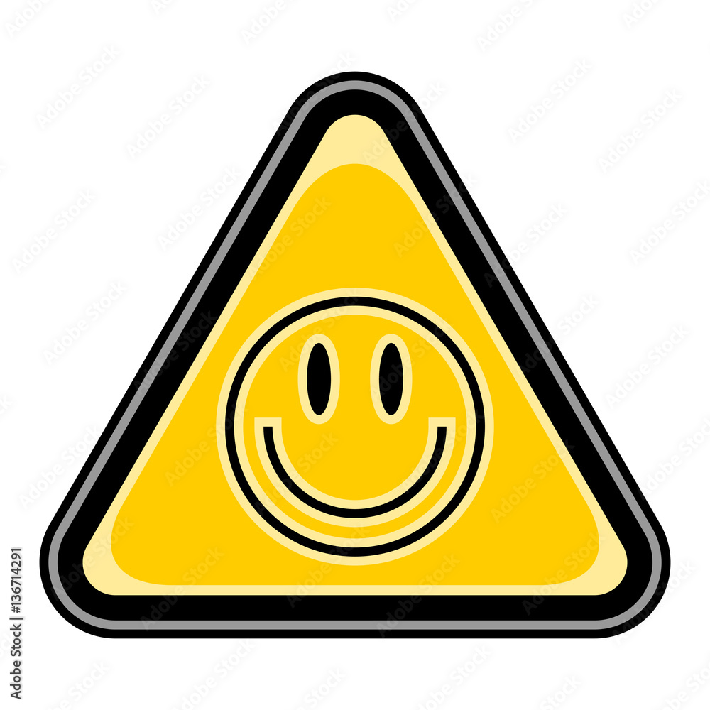 Smiley Face Sign Triangular Sticker Stock Vector | Adobe Stock