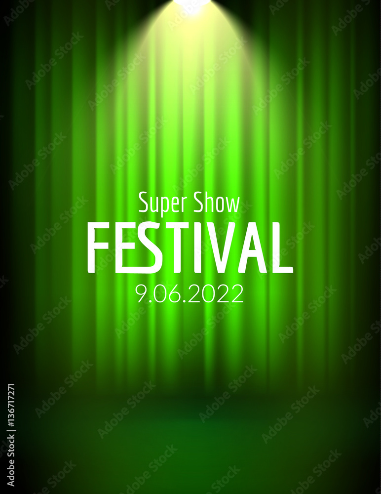 Festival show poster with spotlight. concert event, theater show design ...