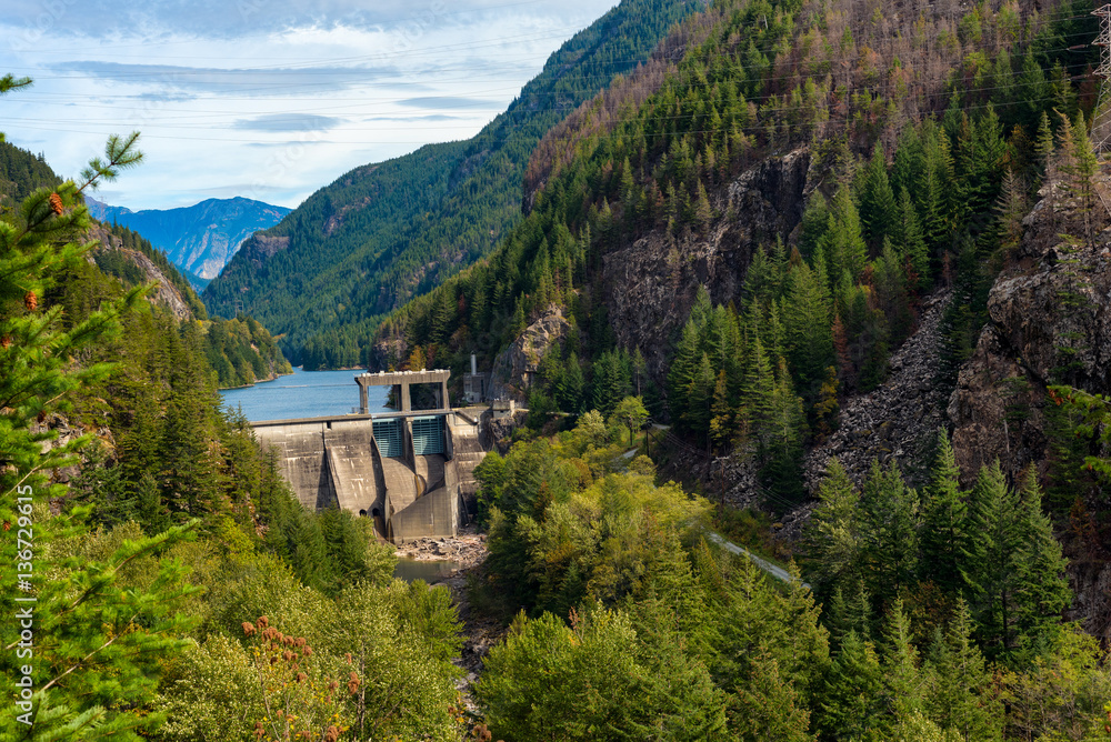 Gorge Dam on the Skagit River in North Cascades National Park ...