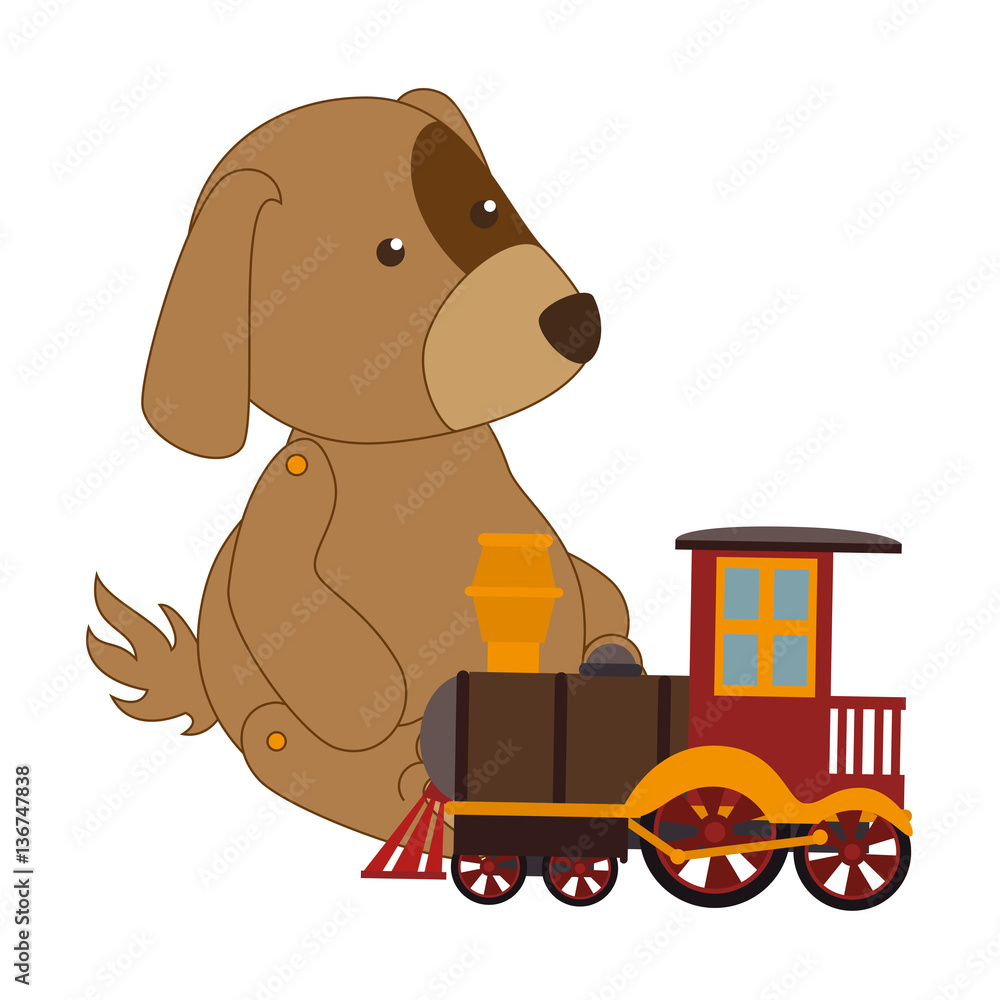colorful dog with train toy vector illustration Stock Vector | Adobe Stock