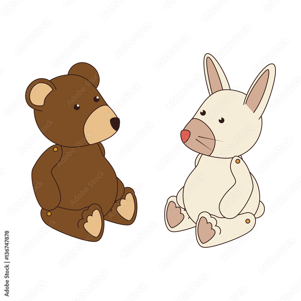 colorful set collection teddy bear and bunny vector illustration Stock ...