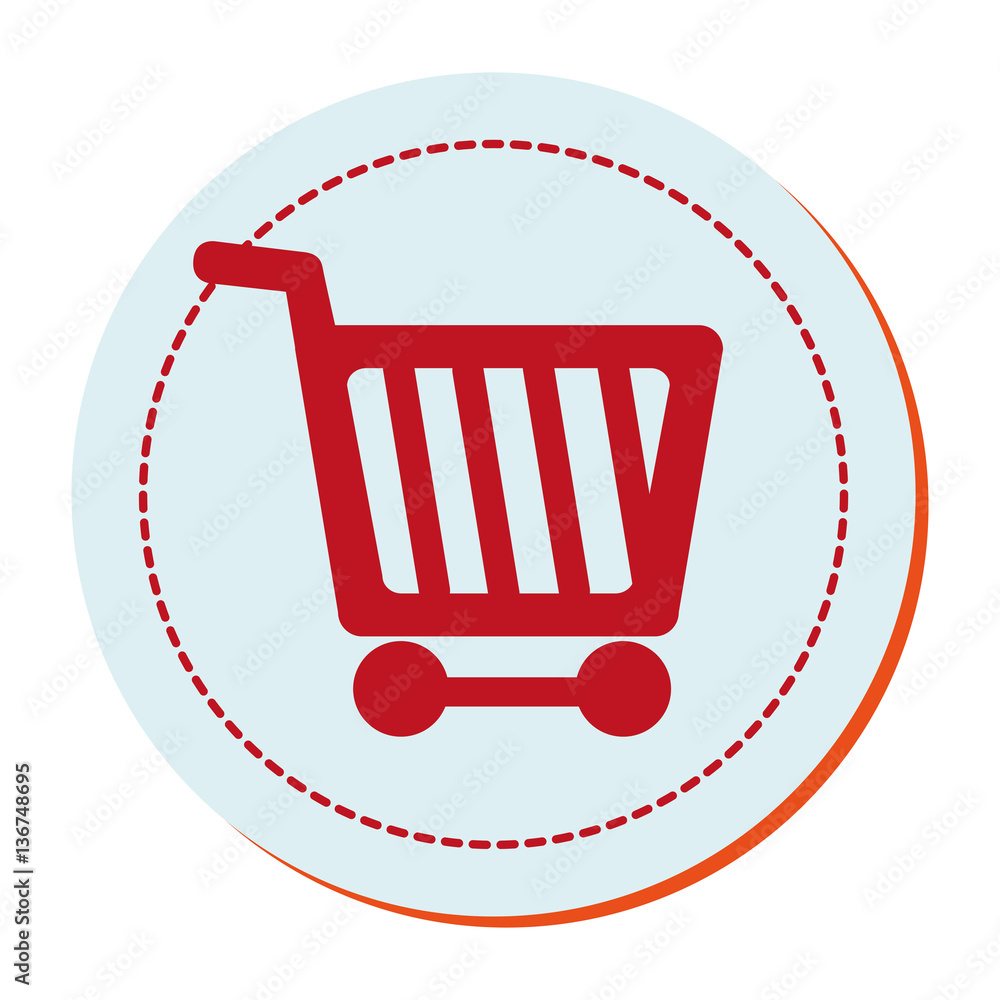 circular border with silhouette shopping cart vector illustration Stock ...