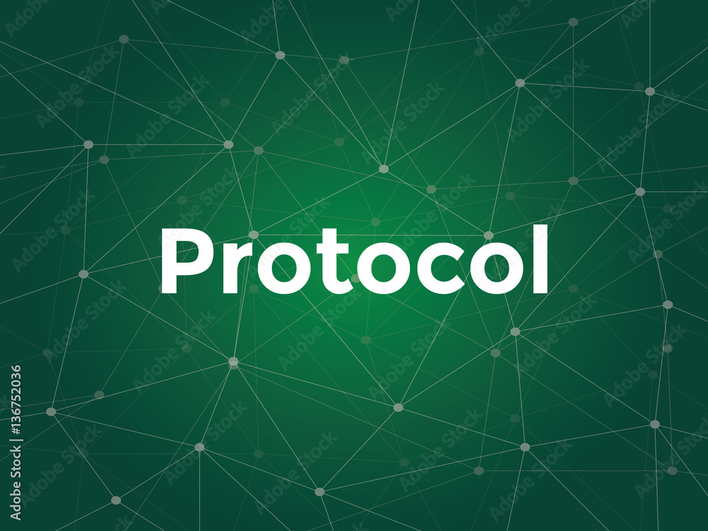 illustration white text on green background for protocol on networking ...