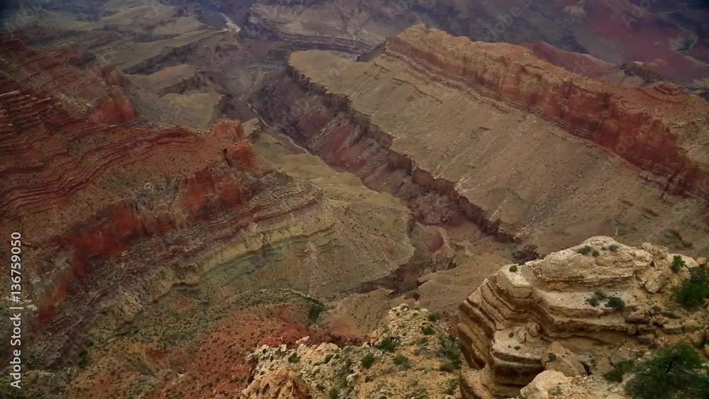 Storm and dark clouds at The Grand Canyon. The Colorado River carved ...