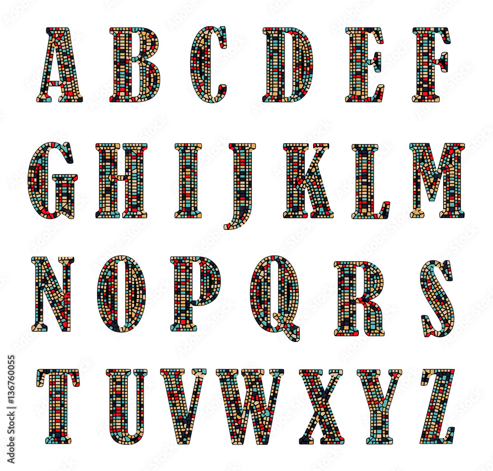 Mosaic English Alphabet - vector illustration Stock Vector | Adobe Stock