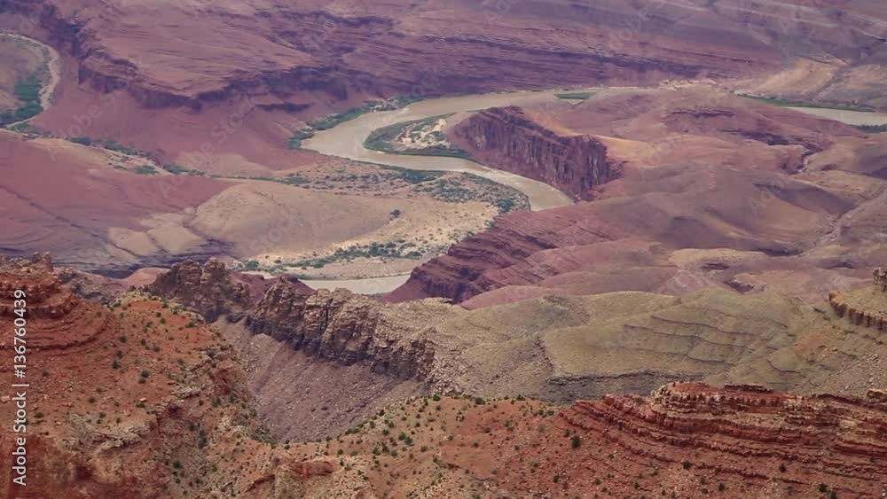 Storm and dark clouds at The Grand Canyon. The Colorado River carved ...