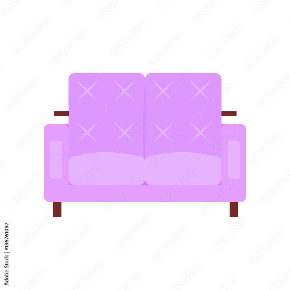 Sofa icon in flat and cartoon style isolated on white background Stock ...