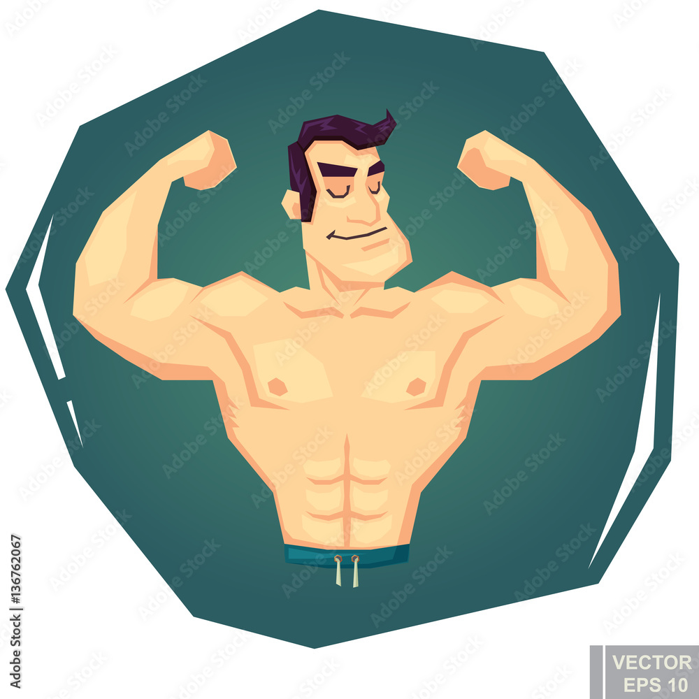 Vintage Strongman. Retro bodybuilder Strong power Muscle man showing ...