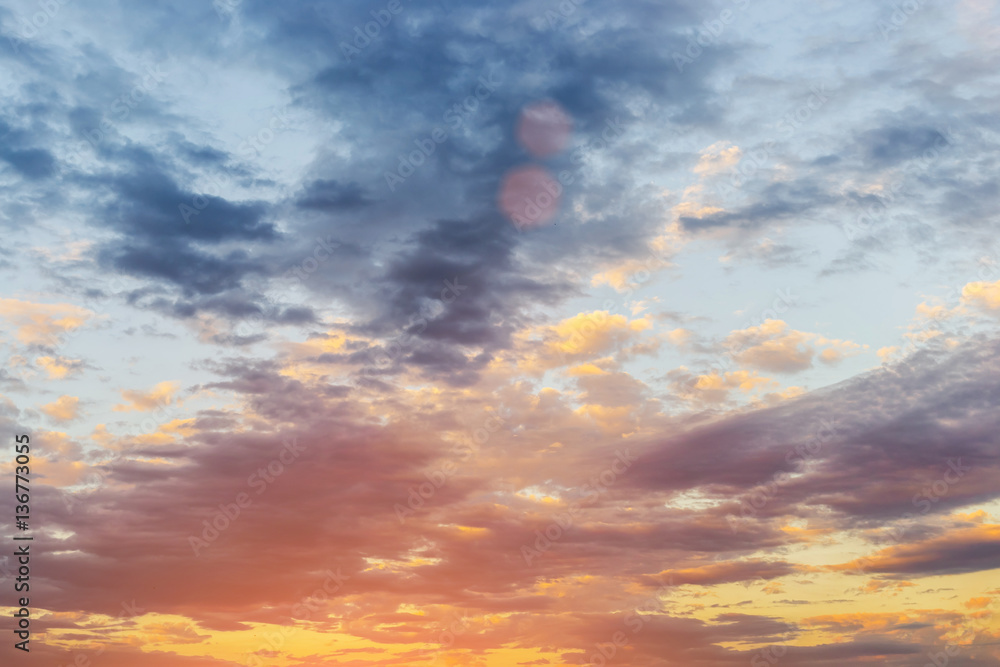 sunset sky with clouds and golden light, sunset sky gradient background ...
