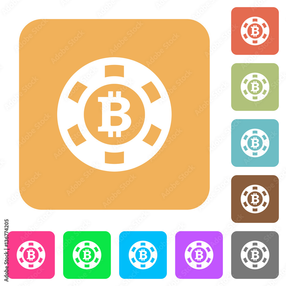 Bitcoin casino chip rounded square flat icons Stock Vector | Adobe Stock