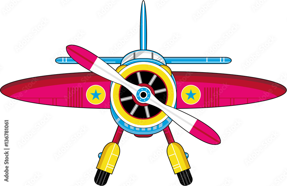 Cute Cartoon Vintage Propeller Plane Stock Vector | Adobe Stock