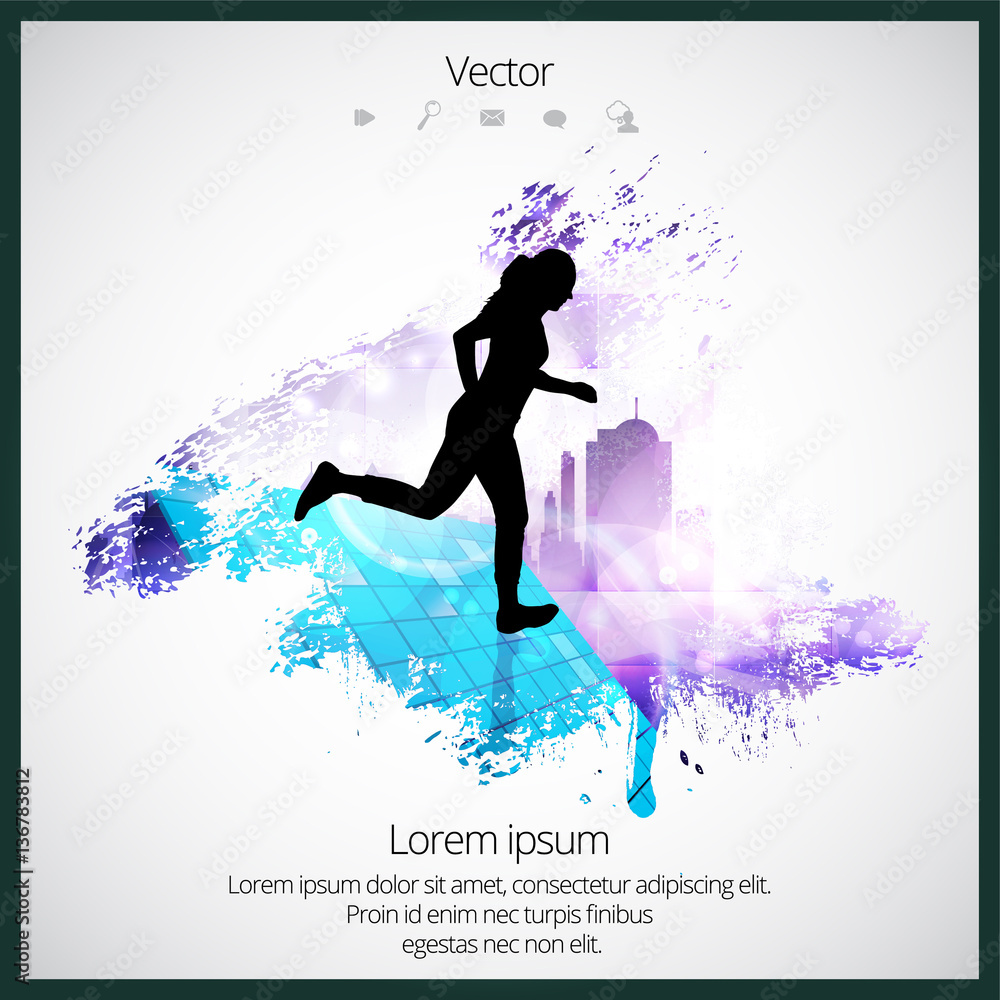 Silhouette of marathon runner Stock Vector | Adobe Stock