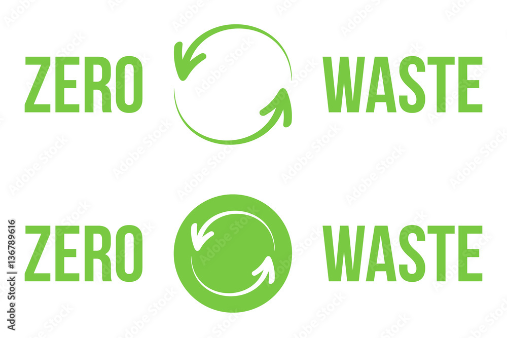 Set, collection of green zero waste heading, logos, design elements for ...