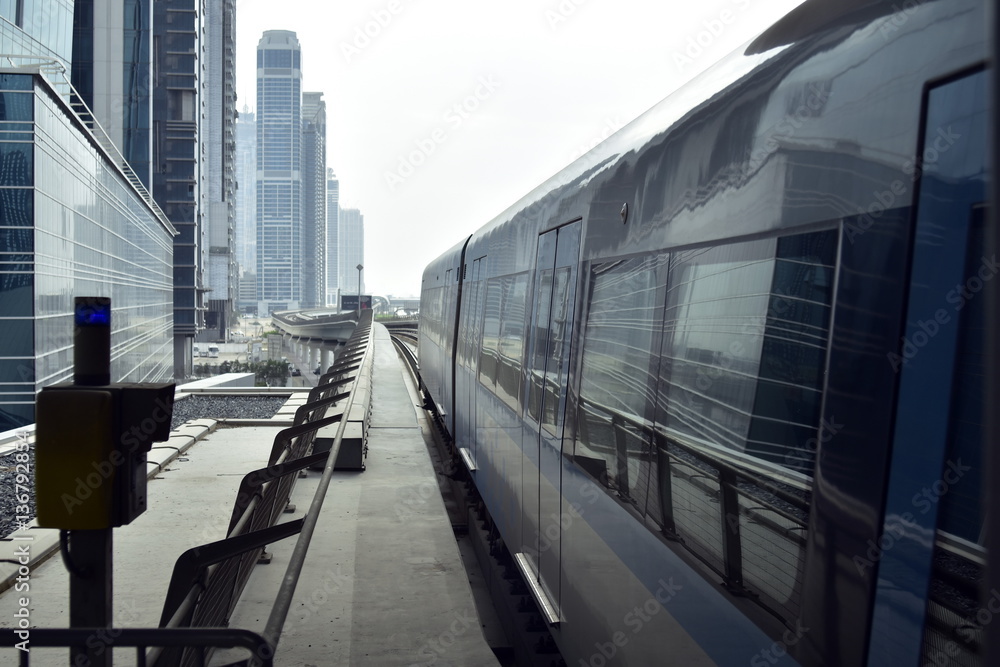 Dubai, United Arab Emirates - February 11, 2017, The Dubai Metro is a ...