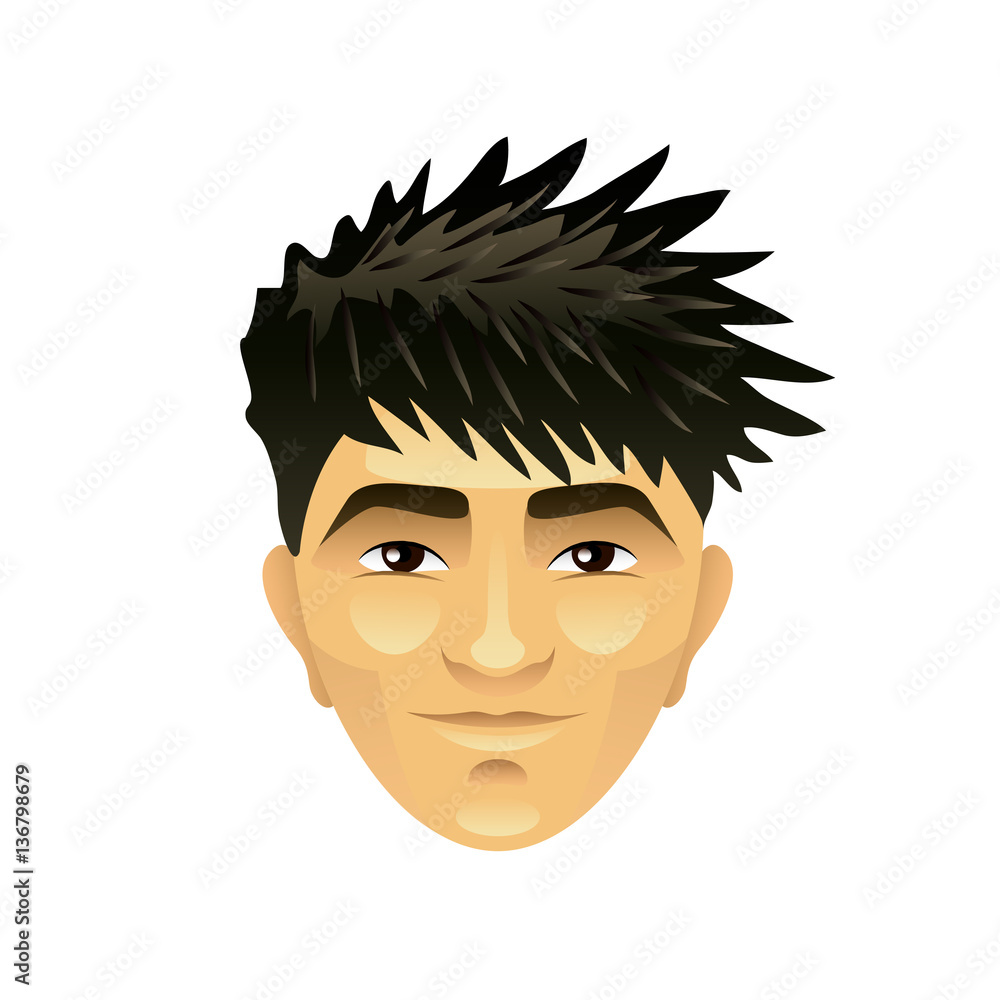 Asian man face isolated on white vector Stock Vector | Adobe Stock