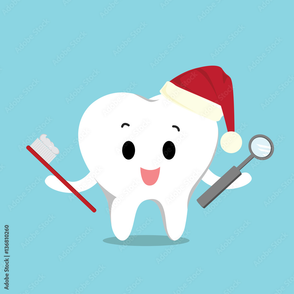 Vector of tooth wearing the santa hat for christmas Stock Vector ...