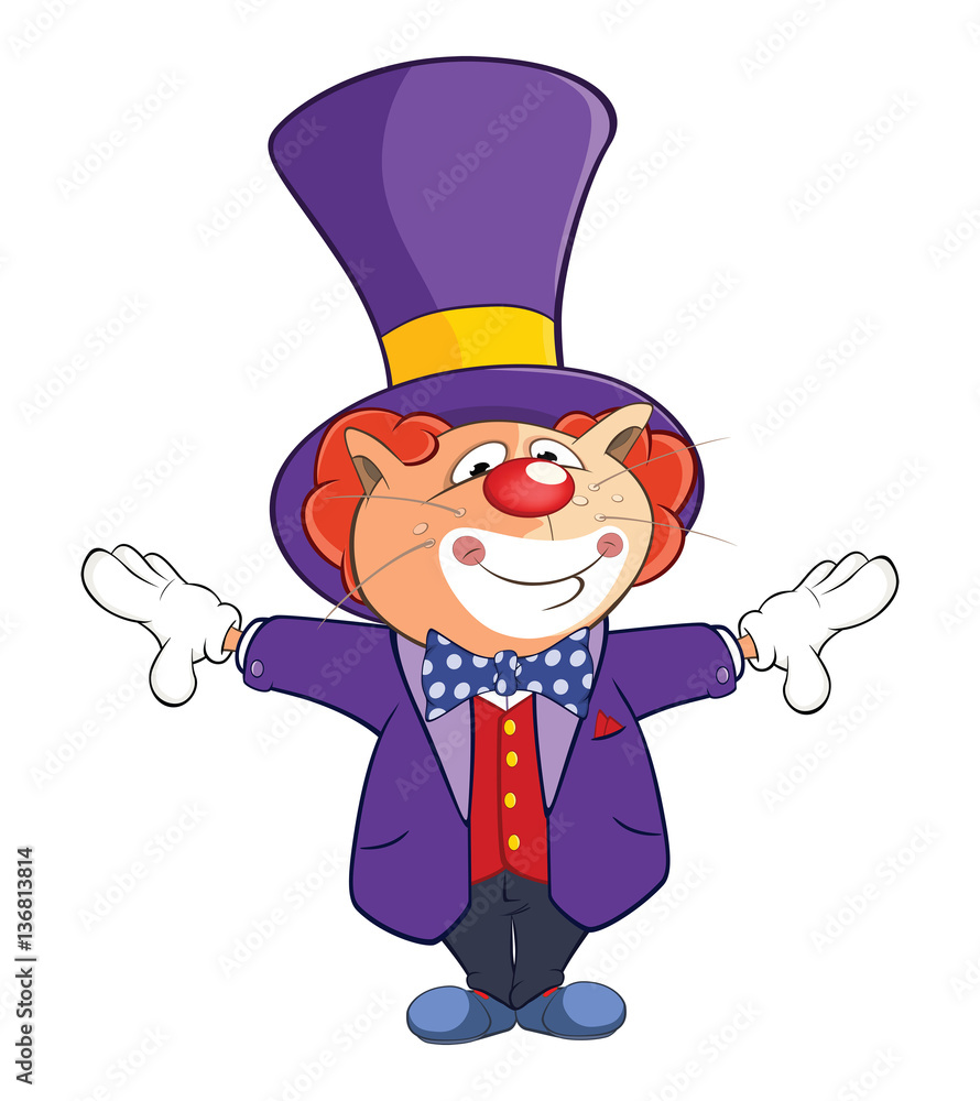 Illustration of a Cute Cat Clown. Cartoon Character Stock Vector ...