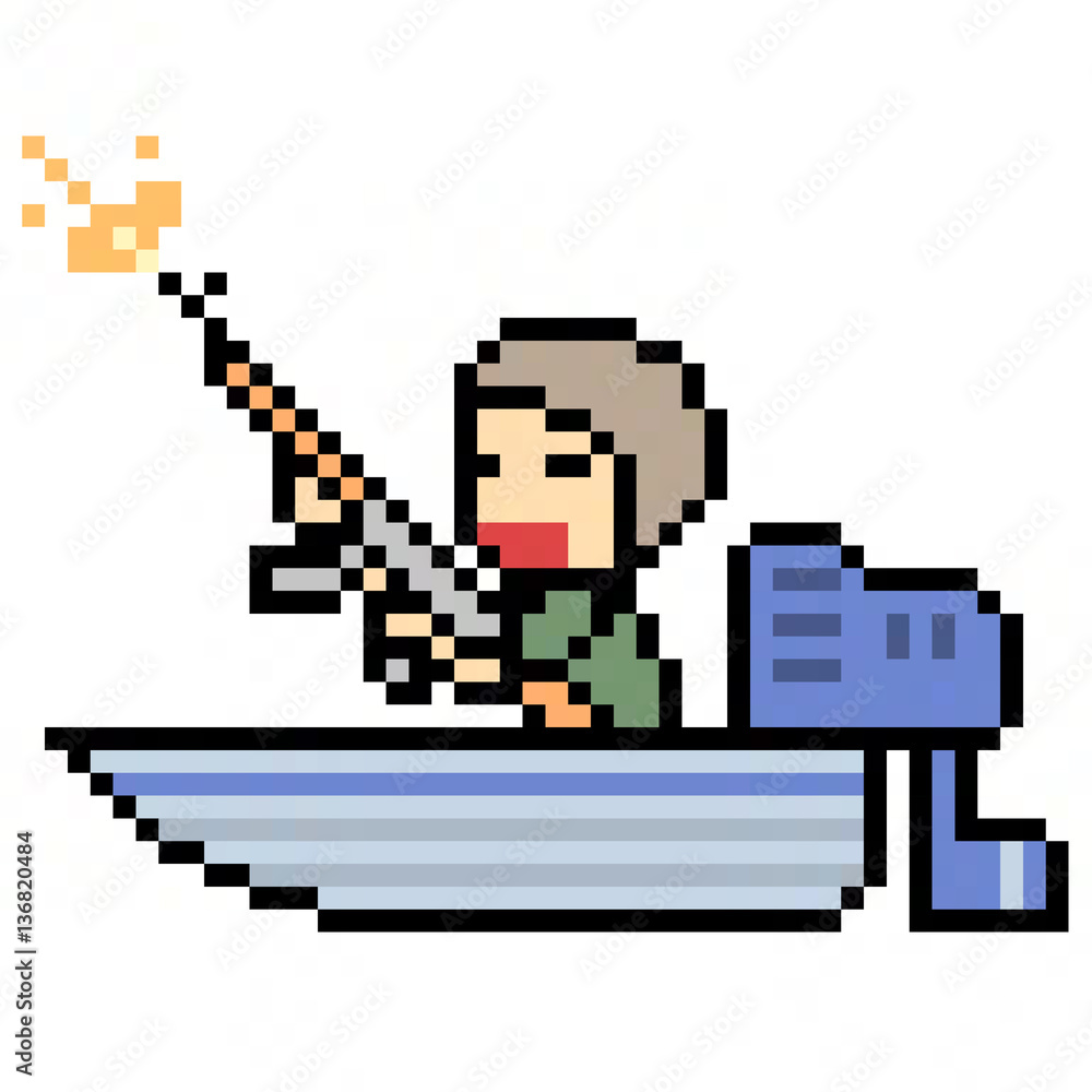 pixel art boat terrorist Stock Illustration | Adobe Stock