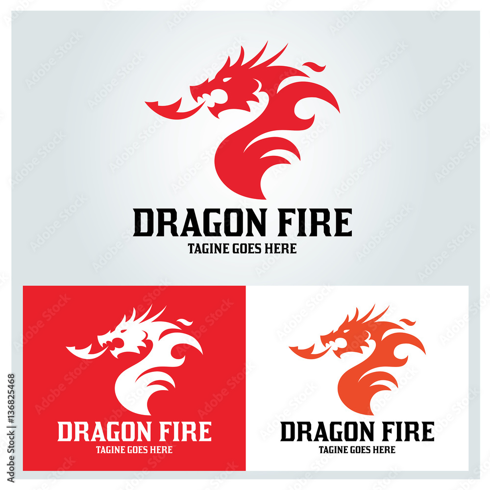 Dragon fire logo design template. Vector illustration Stock Vector ...