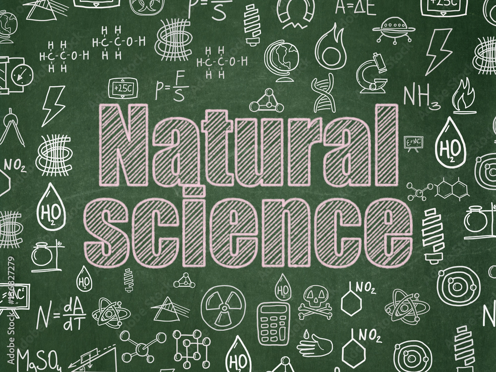 Science concept: Natural Science on School board background Stock ...
