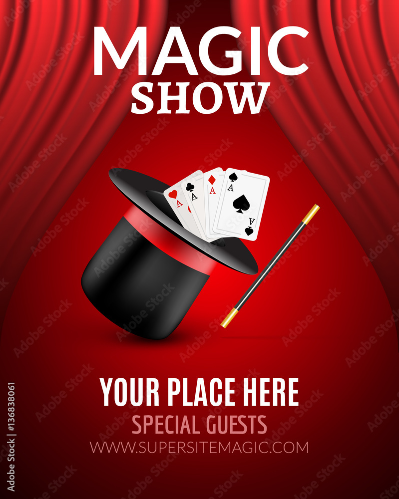 Magic Show poster design template. Magic show flyer design with magic ...