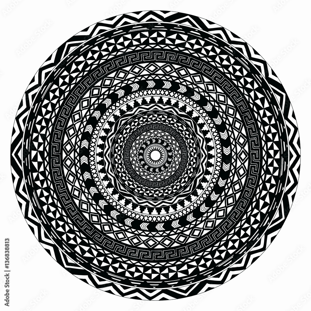Vector tribal folk aztec geometric pattern in circle Stock Vector ...