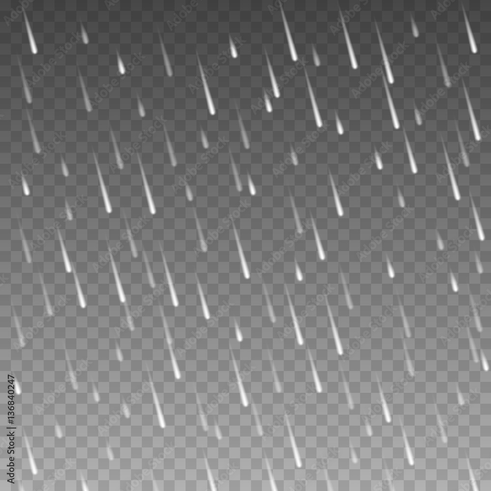 Rainfall design template on transparent grid. Rain effect vector ...
