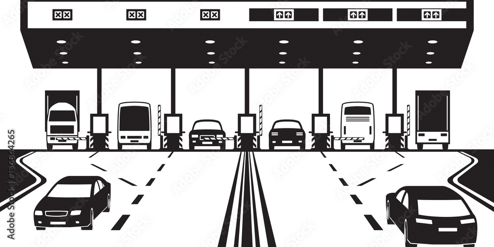 Road tax checkpoint on highway - vector illustration Stock Vector ...