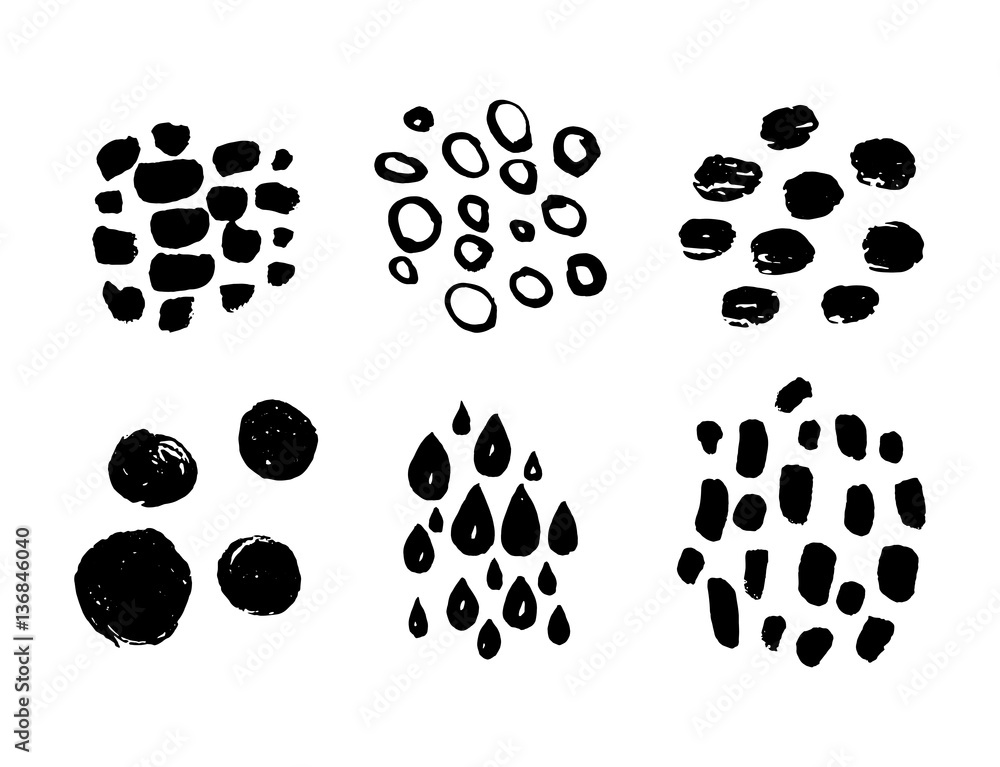 Set of hand drawn design elements. Vector collection of black ink ...