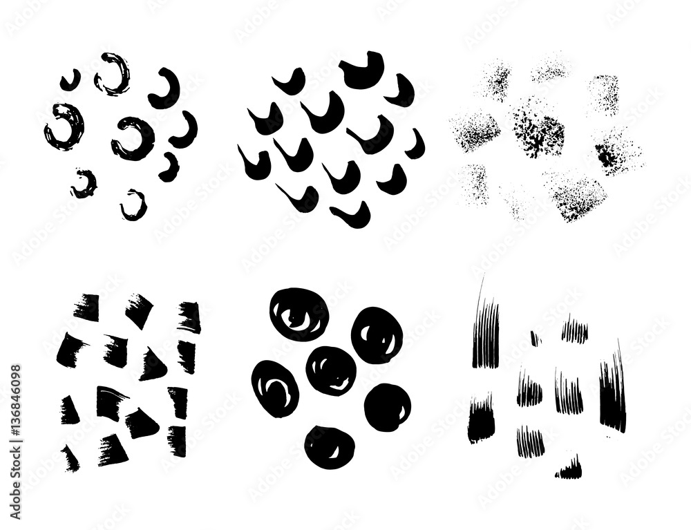 Set of hand drawn design elements. Vector collection of black ink ...