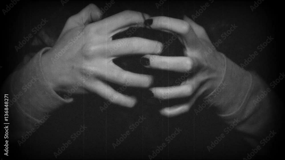 Crazy woman scratching her head with black hair. Macro shot. Stock ...
