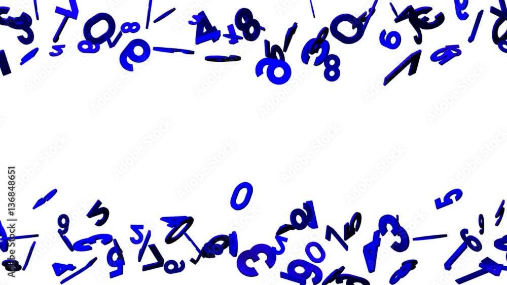 Blue Numbers On White Background. Loop able 3DCG render Animation ...