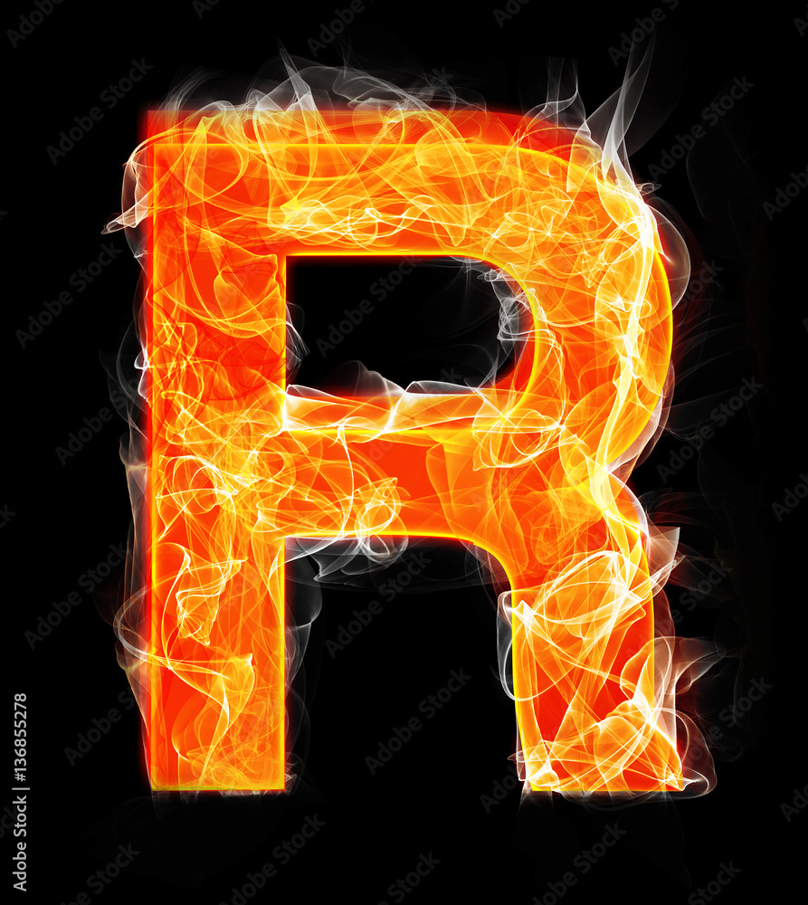 Burning letters as alphabet type R Stock-Illustration | Adobe Stock